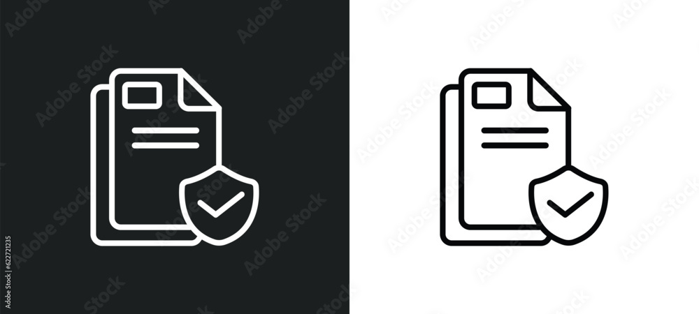 Vector de Stock consent outline icon in white and black colors. consent ...