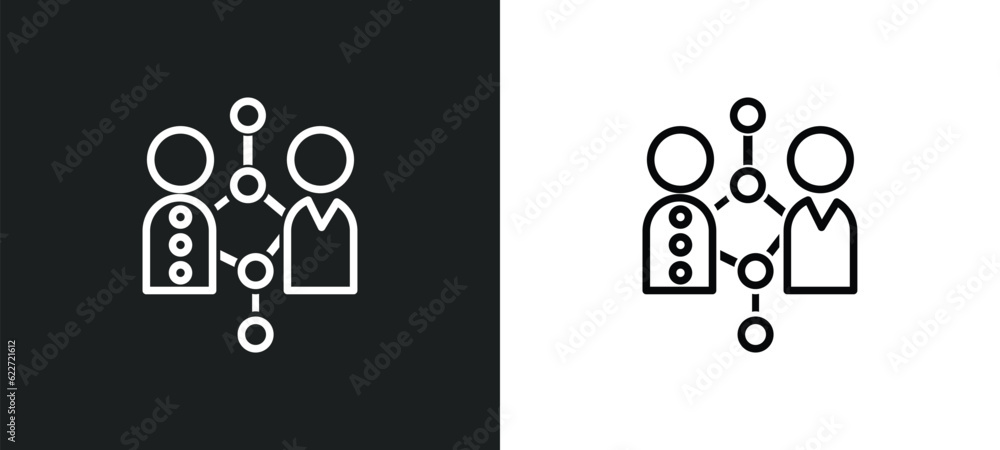 cloning outline icon in white and black colors. cloning flat vector ...