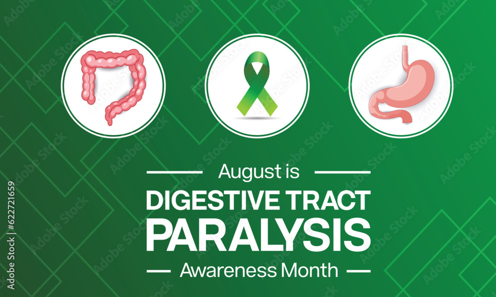 Digestive Tract Paralysis Awareness Month design with a ribbon, a ...