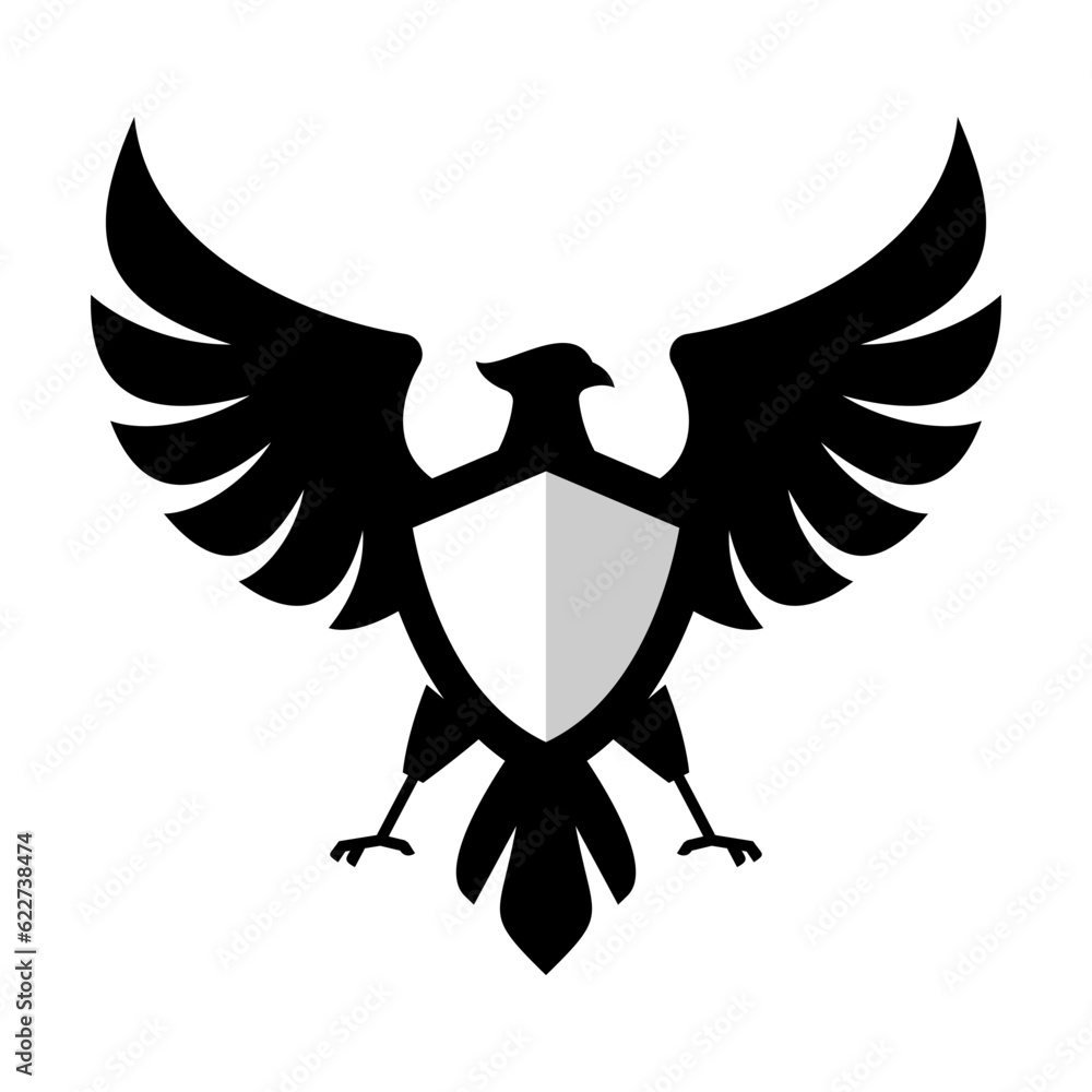 Royal eagle crest logo. Hawk shield icon. Falcon heraldry symbol ...