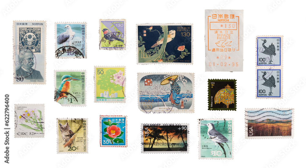 Vintage stamps, postage stamps, mail and letters, Japanese vintage ...