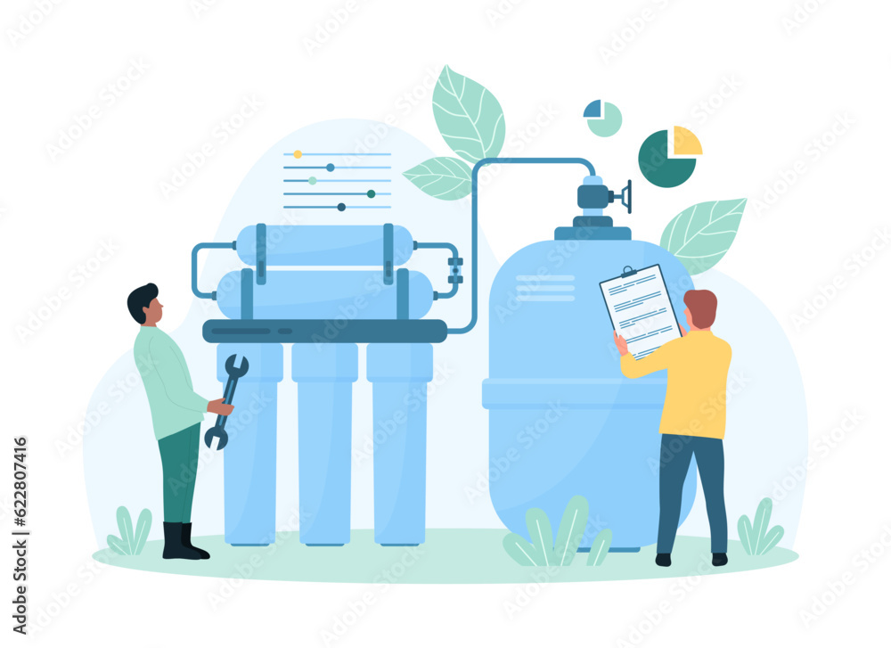 Water purification with reverse osmosis filtration vector illustration ...