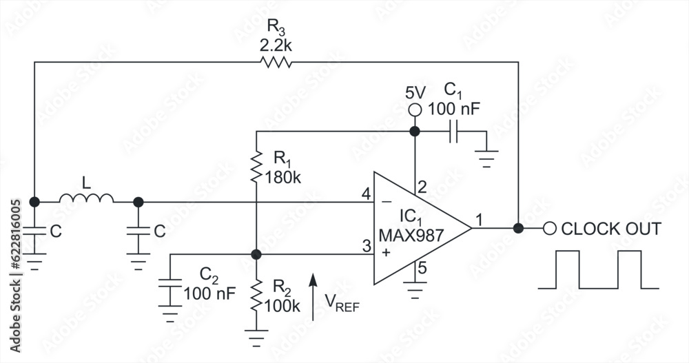 Vector De Stock Vector Drawing Electrical Circuit With Operational Amplifier Capacitor