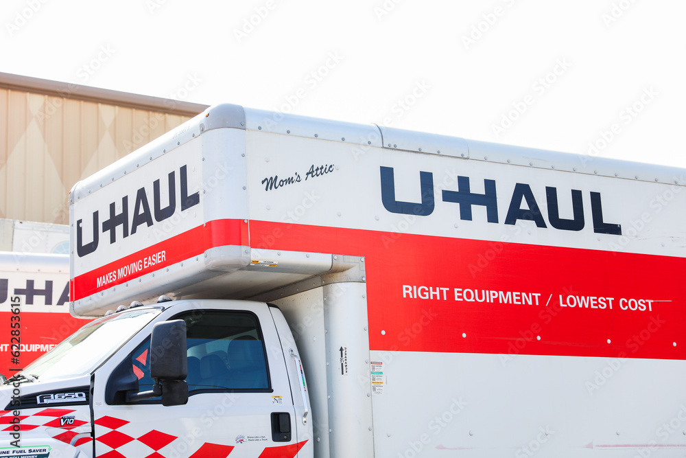 Providence, RI, USA, July 12, 2023, U-Haul Moving Company: Symbol of ...