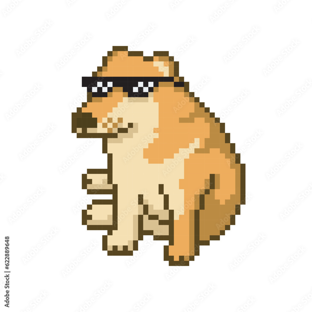 Dog with dark glasses, pixel art meme Stock Vector | Adobe Stock
