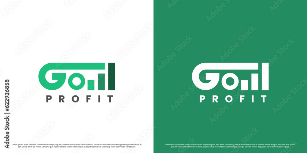 Go profit logo design illustration. Simple data icon logotype go profit ...