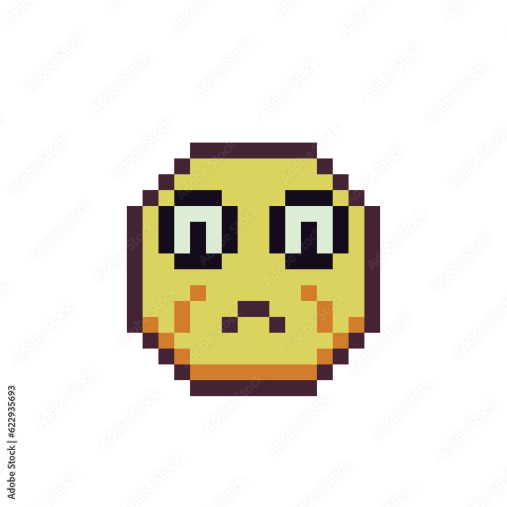 Surprised emoticon with eyes wide open, pixel art icon, cute face ...