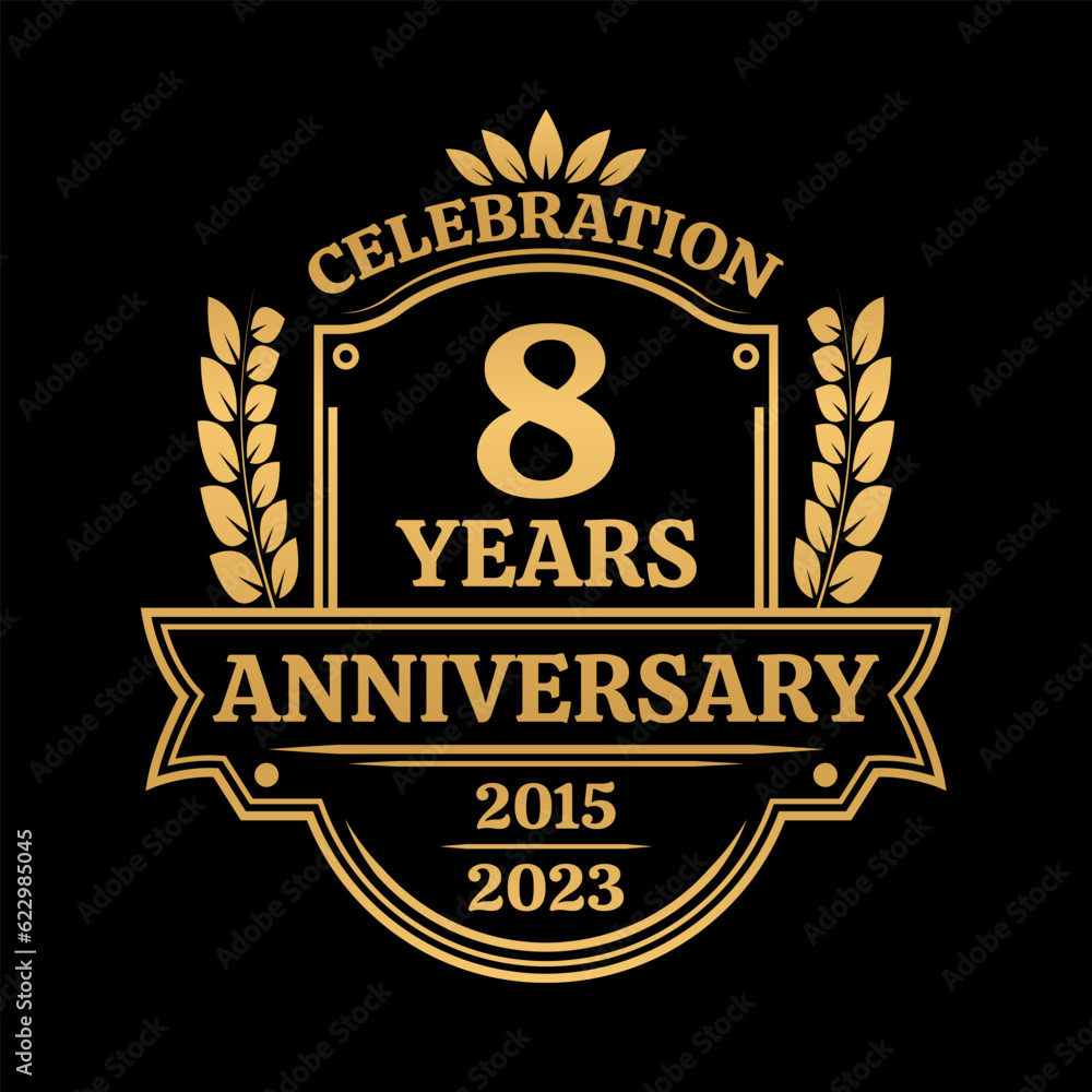 8 years anniversary icon or logo. Vintage birthday banner design. 8th ...