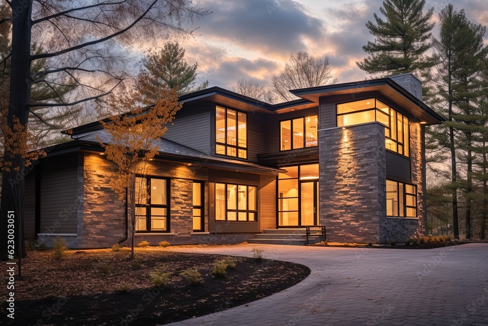 Contemporary Layout in a Minimalist New Build Home: Caramel Siding ...