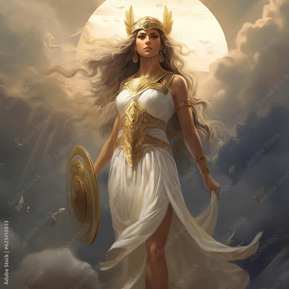Ilustración de Stock Athena Goddess Daughter Zeus from Greek Mythology ...