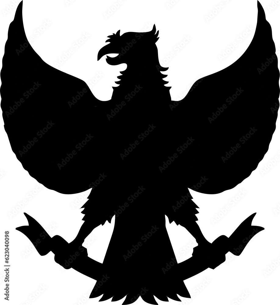 Garuda Pancasila in black logo icon symbol, Indonesia state symbol ...
