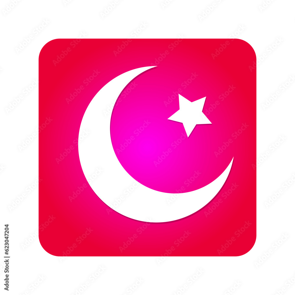 Crescent Islamic World religion symbol icon. Gradient attractive ...