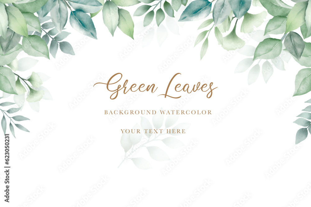beautiful green leaves background watercolor Stock Vector | Adobe Stock