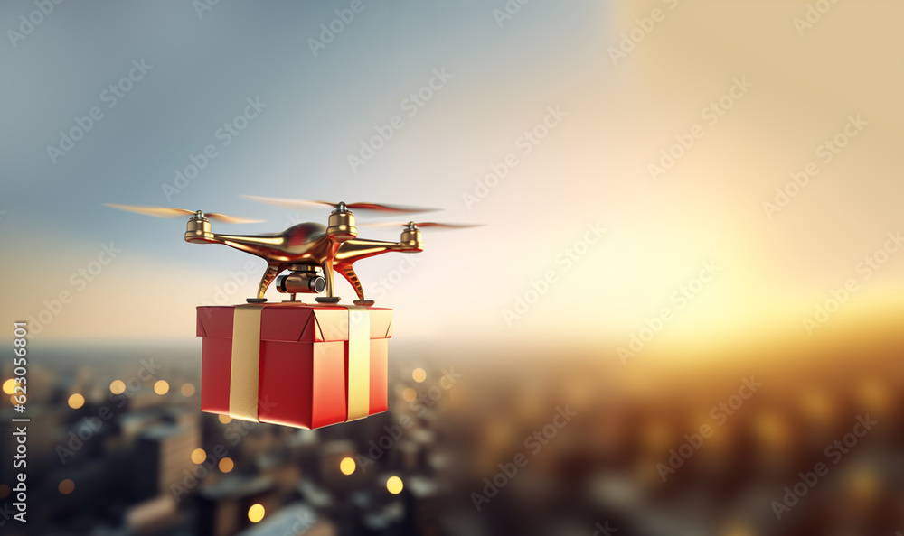 Drone,Unmanned Aircraft System (UAV) Quadcopter Drone Delivering Box ...