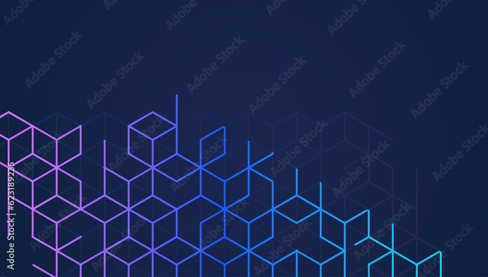 Abstract Geometric Background With Isometric Digital Blocks Blockchain Concept And Modern