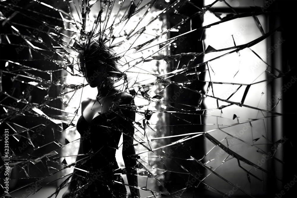 Fashion surreal Concept. Stunning beautiful woman of a shattered ...