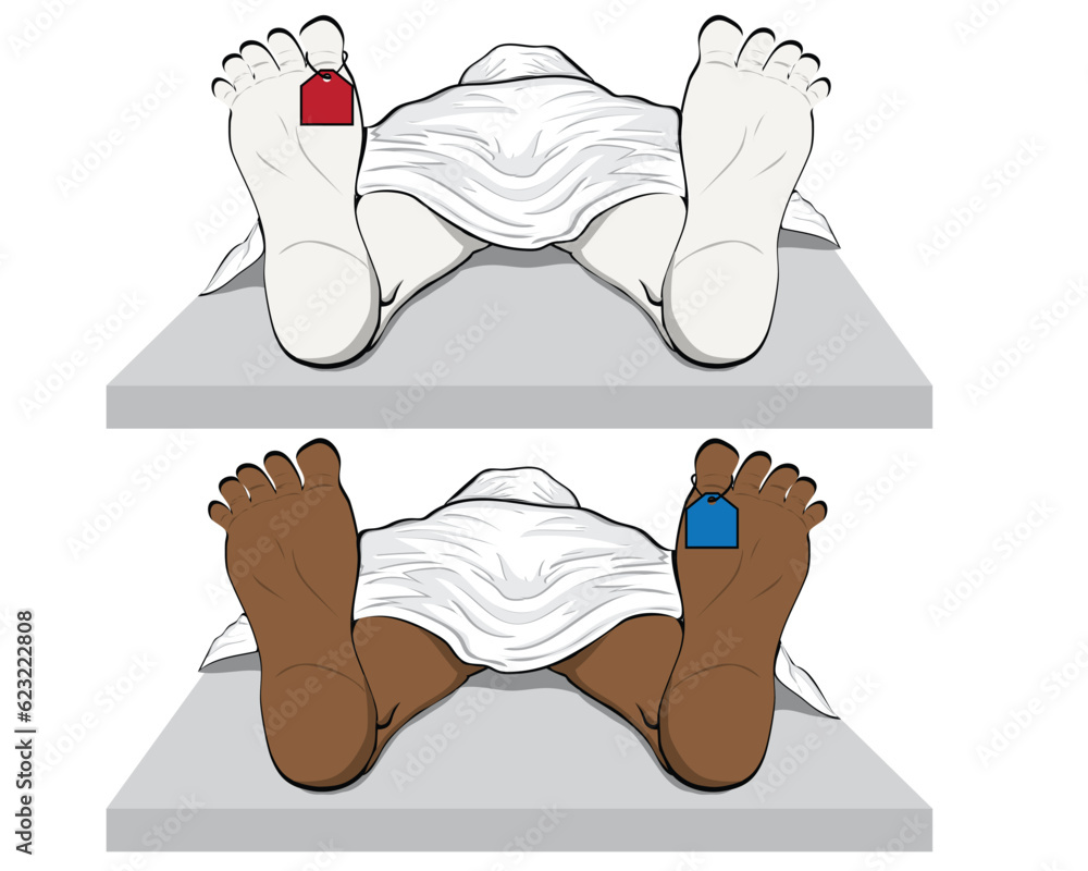 vector cartoon illustration of two human corpses covered in white cloth ...