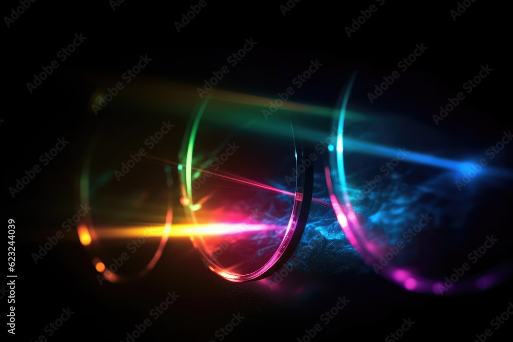 Lens flare bokeh chromatic abberation effect on black background ...