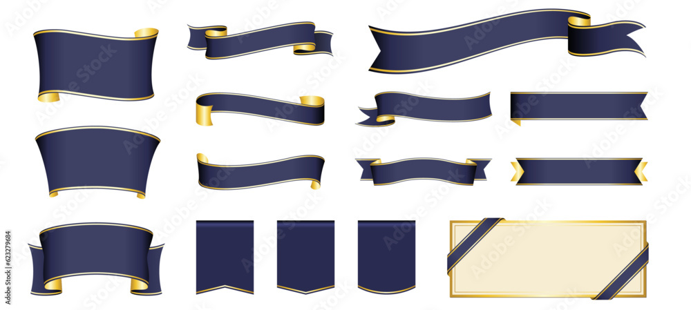 navy blue ribbon banner design material Stock Vector | Adobe Stock