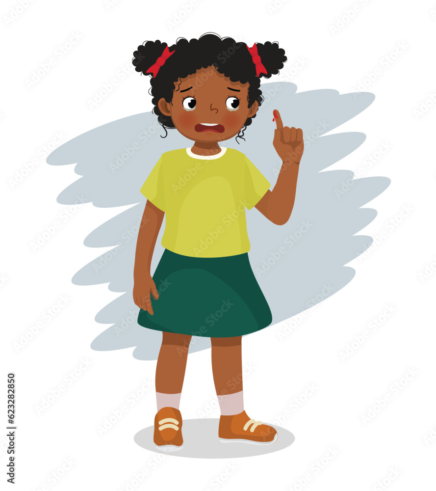 Little African girl cut her finger with scissor accidentally crying ...
