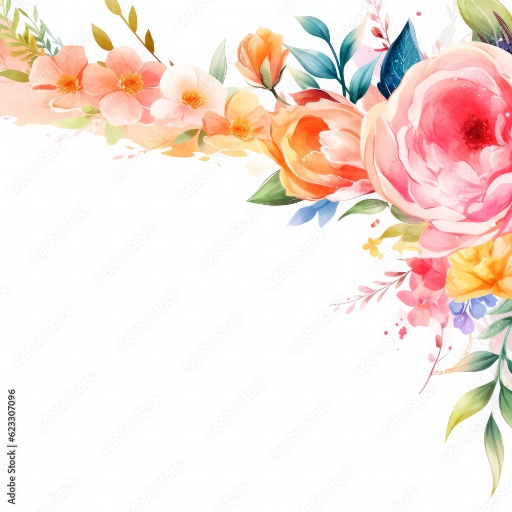 Watercolor Floral Border Clipart, Watercolor Flower, Generated by AI ...