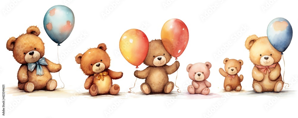 Watercolor teddy bear clip art on white background Generative AI Stock ...