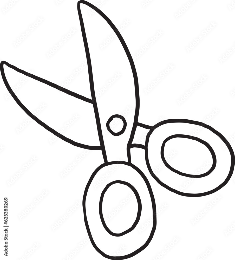 scissors, dotted line, practice drawing, cartoon, doodle, kawaii, anime ...