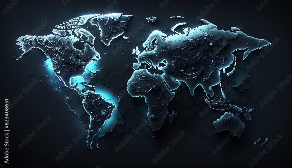 Technological World Map: Image Where a Map of the Whole World is ...