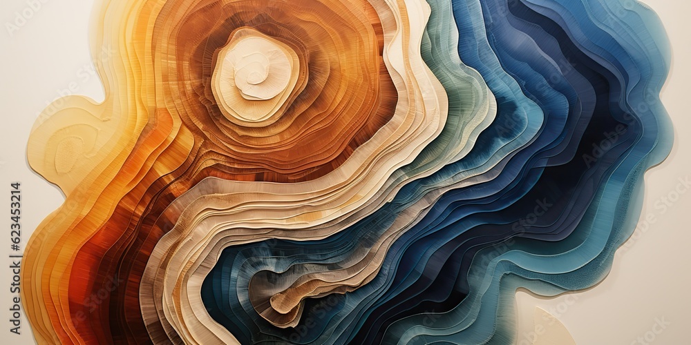 Ai Generated Ai Generative Abstract Geometric Tree Forest Stump Rings Circles Watercolor Draw