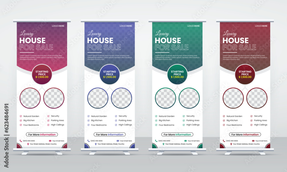 New real estate roll up x pull up x standee x signboard x signage cover ...