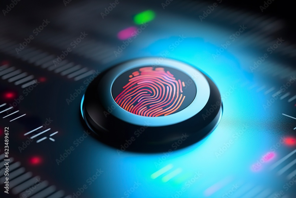 Glowing neon fingerprint on dark background. Stock Illustration | Adobe ...