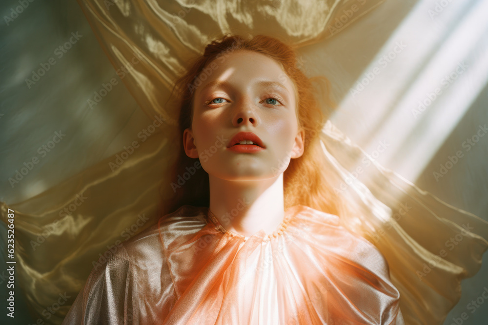 portrait of a woman/model/book character in an illuminated setting ...