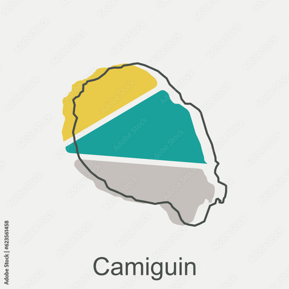 Map of Camiguin vector design template, national borders and important ...