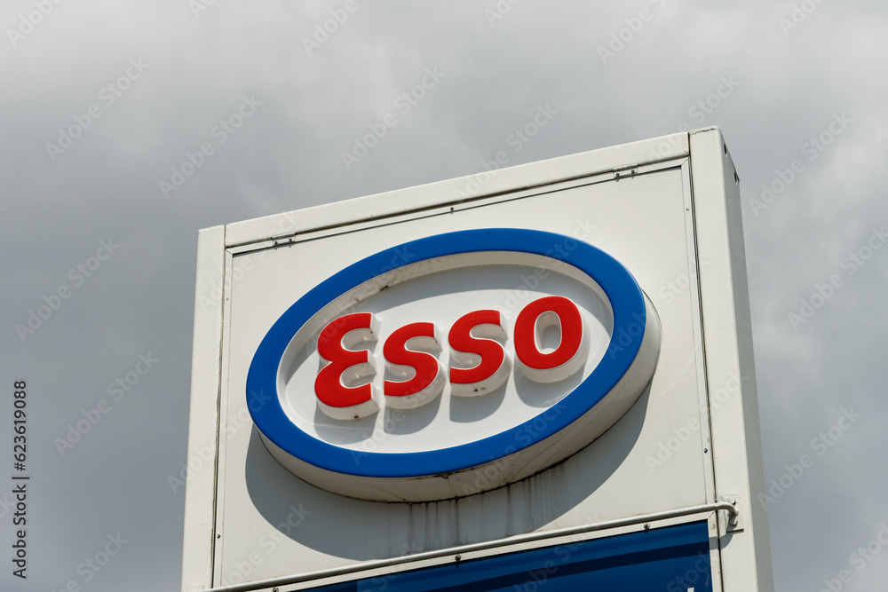 DRESDEN, GERMANY - 24. June 2023: Esso logo sign of the petrol station ...
