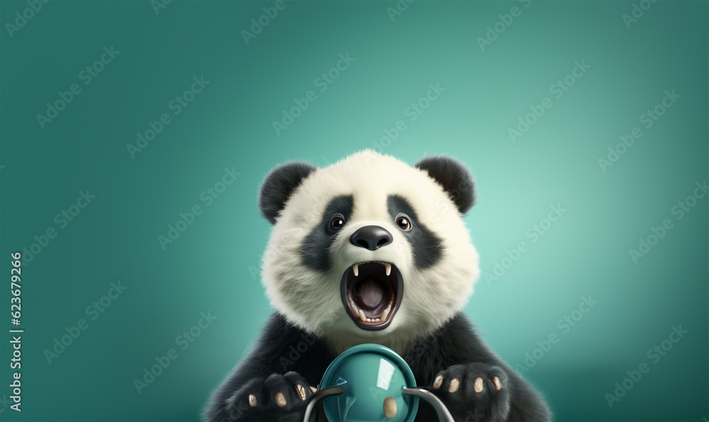 Cute Panda holding megaphone and roaring Stock Illustration | Adobe Stock