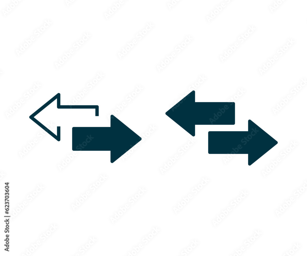 Left right arrows vector icon. Transfer arrows icon. 2 side arrow icon ...