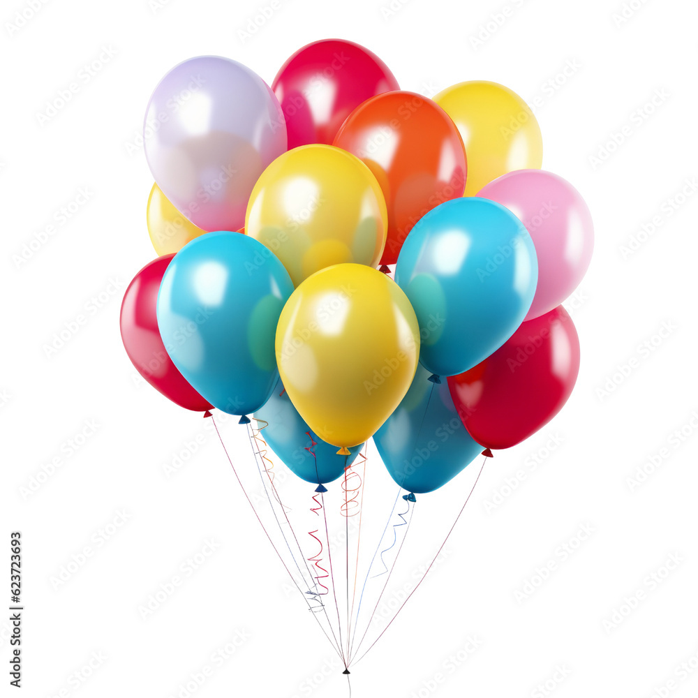 colorful balloons isolated on transparent background cutout Stock Photo ...