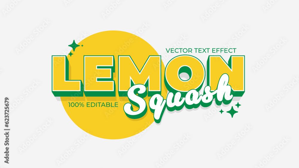 Lemon squash editable text effect Stock Vector | Adobe Stock
