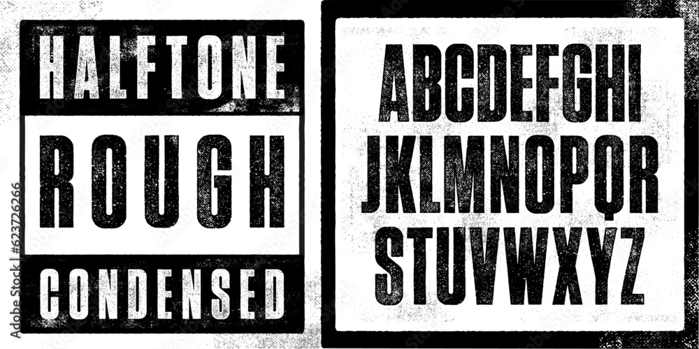 Silk Screen Print Font. Rough Condensed Uppercase Font with Halftone ...