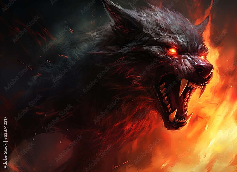 Illustration Stock A savage werewolf attacks. Great for fantasy, DnD ...
