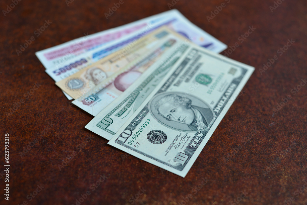 Currency notes from the various countries like USA, Turkey, Kenya ...