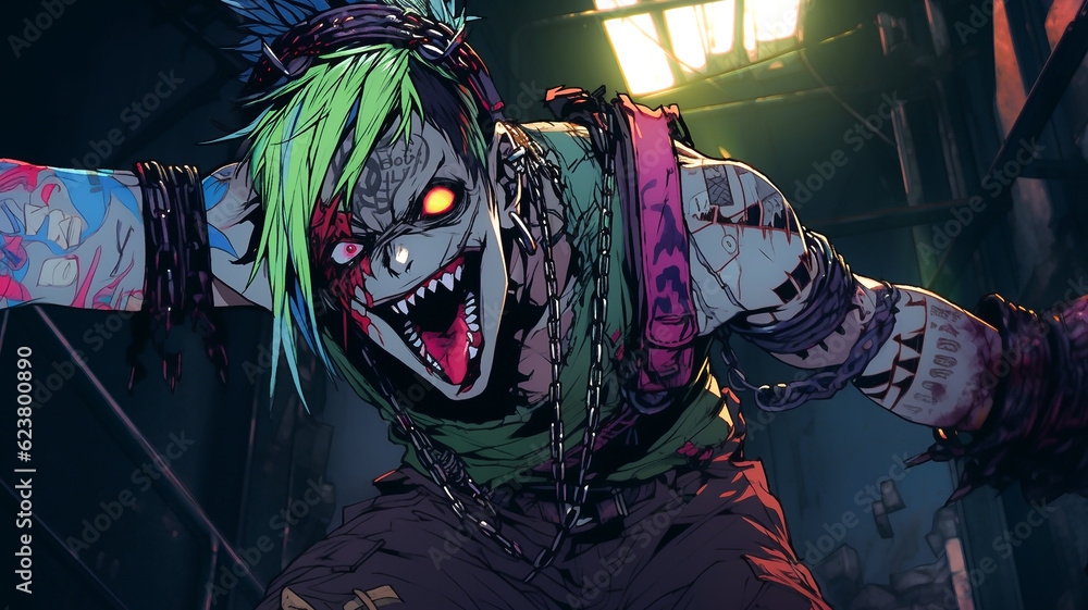 Cartoon zombie character, crazed and feral ravenous undead. Created ...