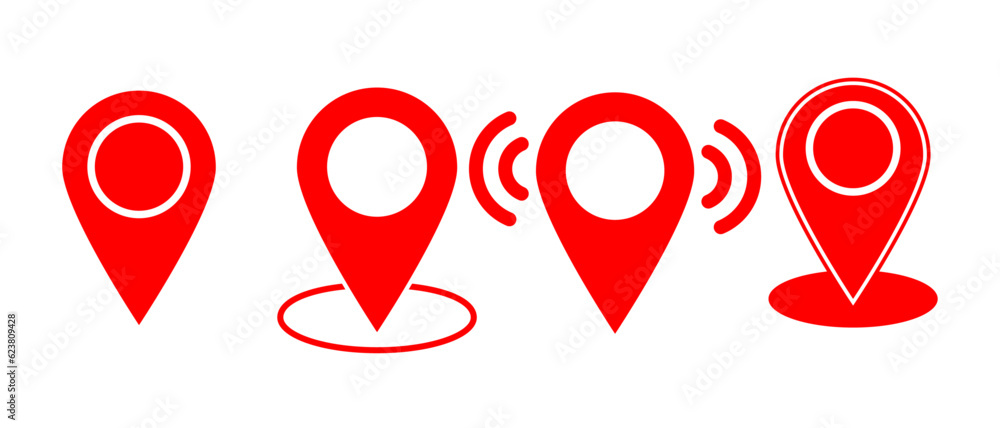Location pin icon set. Location icon. Map marker pointer icon set. GPS location symbol ...