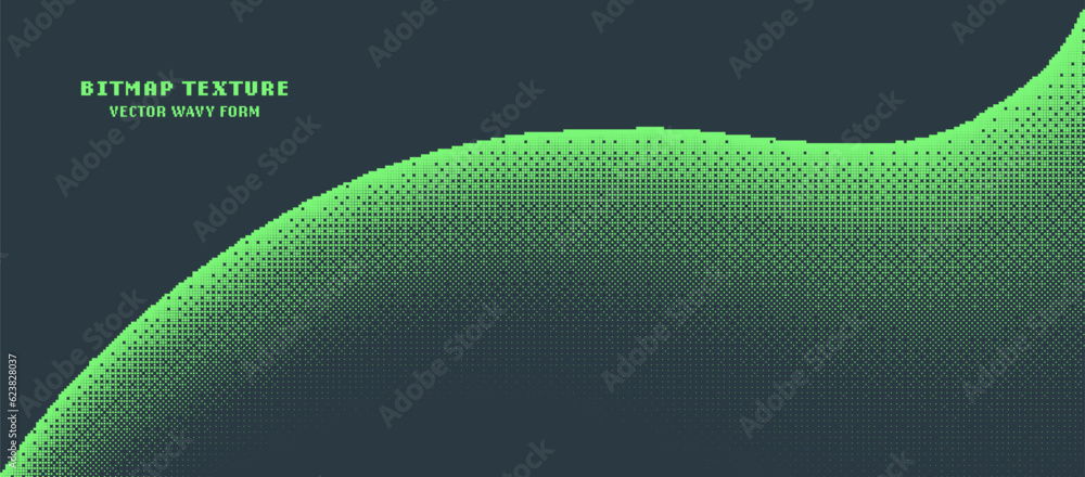 Pixel Art Style Bitmap Texture Wavy Form Vector Noise Dither Wide Abstraction. 8bit Console ...