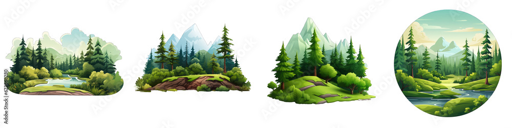 Forest Landscape clipart collection, vector, icons isolated on ...