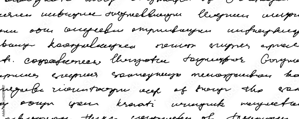 Handwritten illegible text vector seamless pattern. Hand written text ...