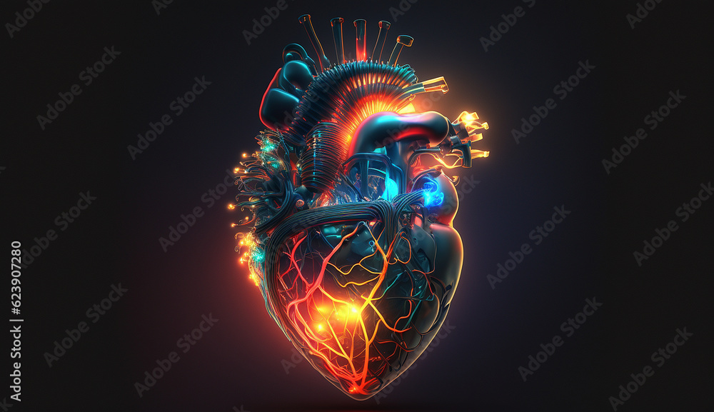 Human heart anatomy labeled anterior gross illustration image AI ...