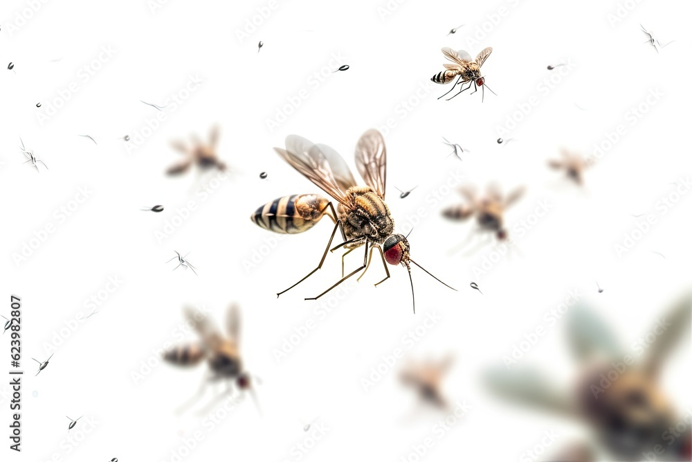 Aedes mosquito, Flying aedes mosquitoes isolated on white background ...