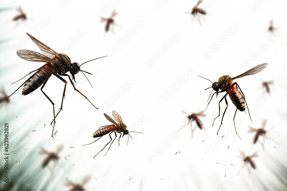 Aedes mosquito, Flying aedes mosquitoes isolated on white background ...