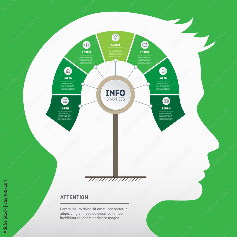 Infographics inside human head silhouette. Eco Business presentation ...